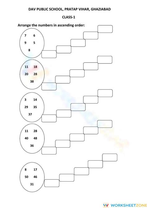 Ascending Order Worksheet