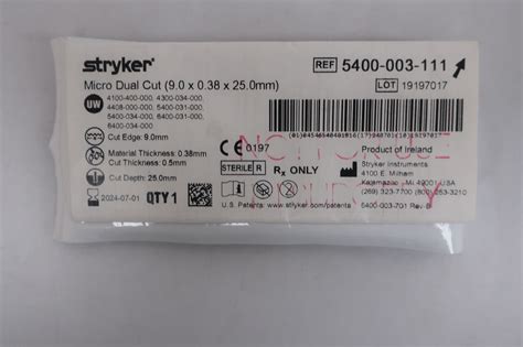 New STRYKER 5400 003 111 Micro Dual Cut Sagittal Saw Blade Average
