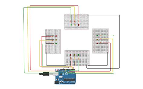 Circuit Design Lampu Merah Perempatan Tinkercad