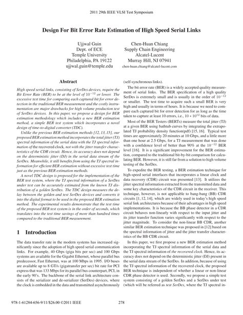 pdf design for bit error rate estimation of high speed serial links