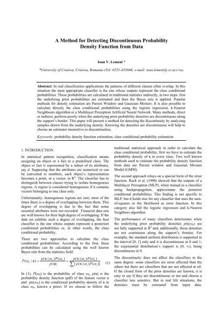 A Method For Detecting Discontinuous Probability Density Function