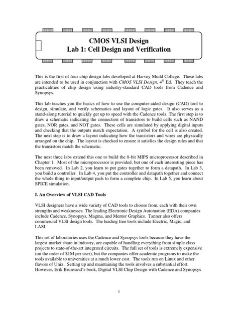 Cmos Vlsi Design Lab 1 Cell Design And Verification I An Overview Of