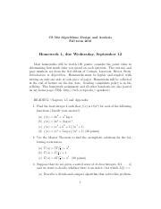 Hw1 Pdf CS 584 Algorithms Design And Analysis Fall Term 2018 Homework