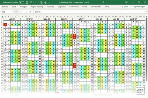 Shiftkalender Excel Ploegen