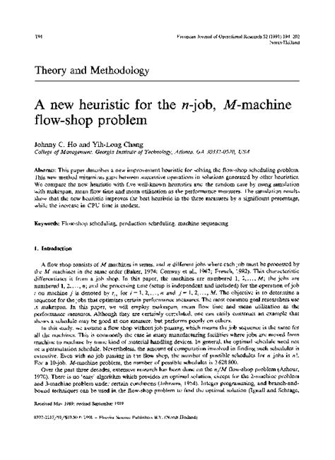 Pdf A New Heuristic For The N Job M Machine Flow Shop Problem
