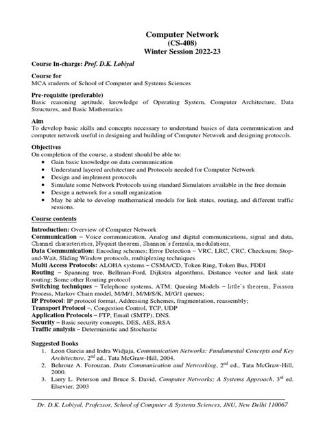 Cn 408 Syllabus Pdf Computer Network Network Congestion