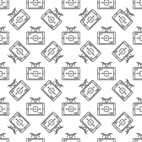 Premium Vector Drone With Tablet Vector Quadcopter Control Line Seamless Pattern