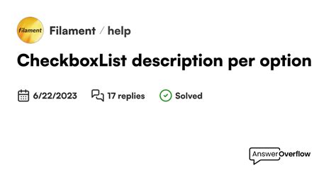 Checkboxlist Description Per Option Filament