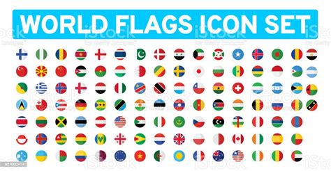 세계 국기 아이콘 세트입니다 벡터 플래그입니다 세계의 국기입니다 벡터 일러스트 레이 션 0명에 대한 스톡 벡터 아트 및 기타 이미지 Istock