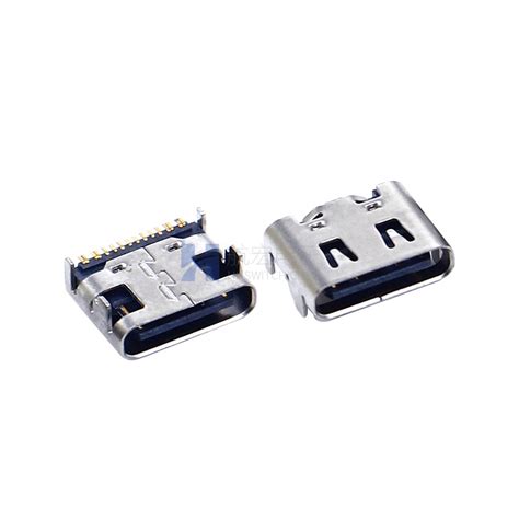 立式type C母座16p 四角沉板type C连接器 航宏电子