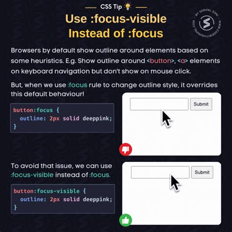 Shripal Soni On Linkedin Css Tip 💡 For Better Ux Use Focus Visible