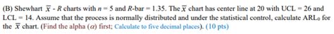 Solved B Shewhart Xˉ−r Charts With N 5 And R Bar 1 35