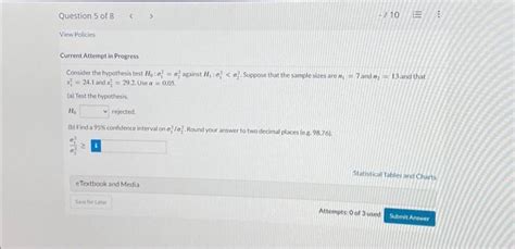 Solved Consider the hypothesis test H0 σ12 σ32 against Chegg com