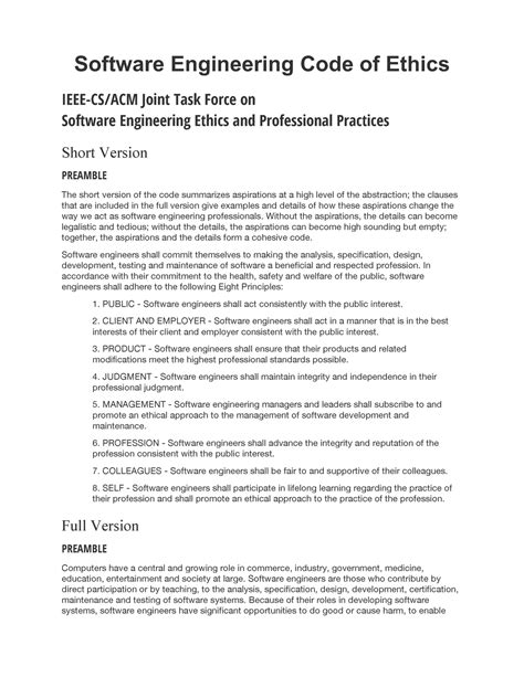 Software Engineering Code Of Ethics Software Engineering Code Of
