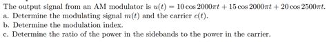 Solved The Output Signal From An AM Modulator Is Chegg