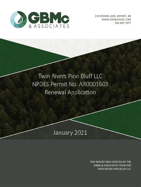 Fillable Online Npdes Permit Renewal Application Permit No Ar0001601