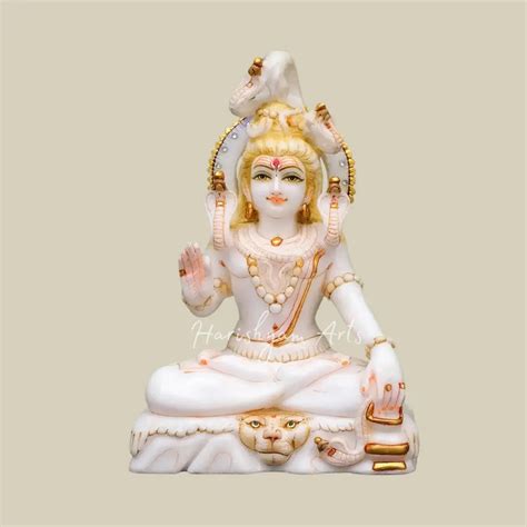 10 Mahadeva Shiva In Ashirwad Mudra Marble Statue