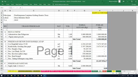 Download Rab Bangunan Kantor Desa Format Excel Asdar Id