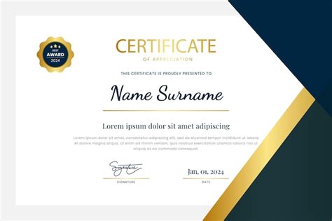 우아한 인증서 템플릿 디자인 프리미엄 벡터
