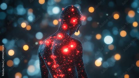 Artistic Depiction Of A Human Silhouette With Glowing Red Spots On The