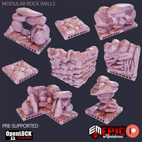 Modular Rock Walls Open Lock 3d Print Model Download Free
