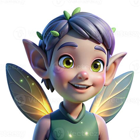 Beautiful Vintage Portrait Of A Mischievous Pixie With Iridescent Wings