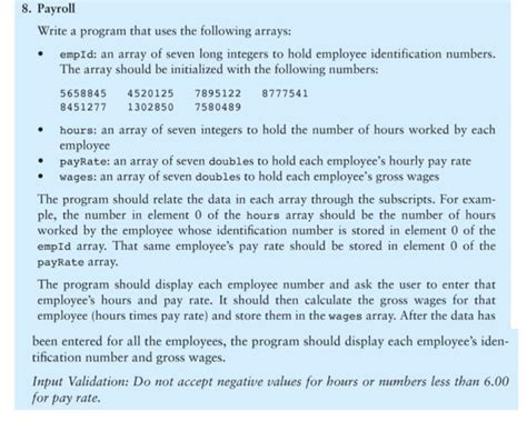 Solved Payroll Write A Program That Uses The Following
