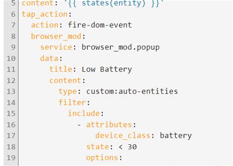 Show Automatically Battery Low Warning Frontend Home Assistant