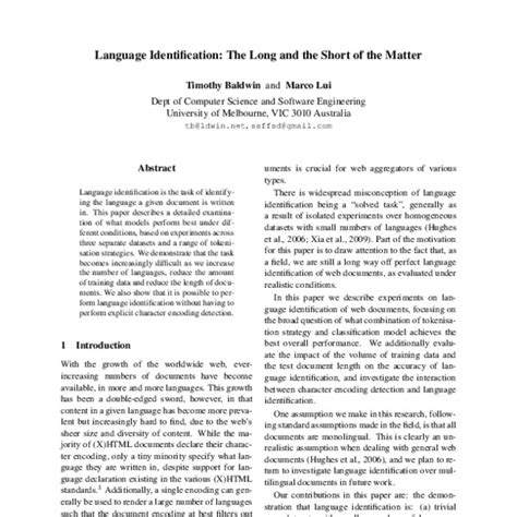 Language Identification The Long And The Short Of The Matter Acl