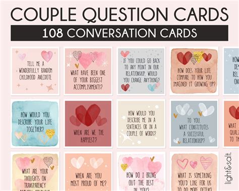 Couple Question Cards Couple Conversation Questions Lightandsaltdesign