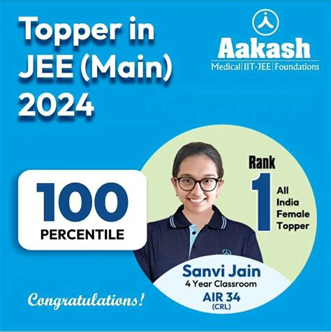 Chiranjivi Kumar On Linkedin Outstanding Performance 🥳aakashian Sanvi Jain Secured Air 1 In Female
