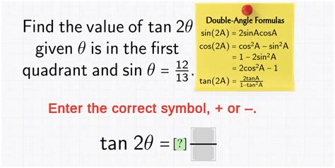 Solved Find The Value Of Tan Theta Given Theta Is In Th