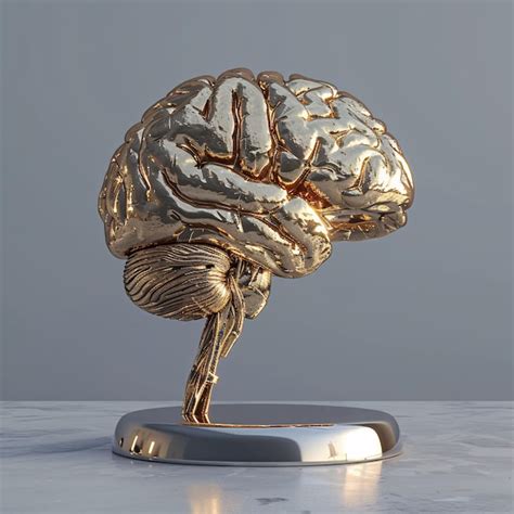 Golden Brain Art Sculpture A Symbol Of Creativity And Intelligence Premium Ai Generated Image