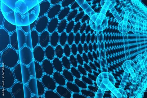 3d Rendering Abstract Nanotechnology Hexagonal Geometric Form Close Up