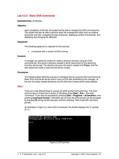 lab 4 2 3 basic dos commands estimated time 30 minutes objective pdf command line