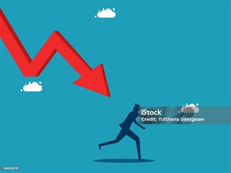 하락 추세 그래프에서 도망치는 남자 위기에서 탈출 벡터 일러스트 레이 션 개발에 대한 스톡 벡터 아트 및 기타 이미지 개발