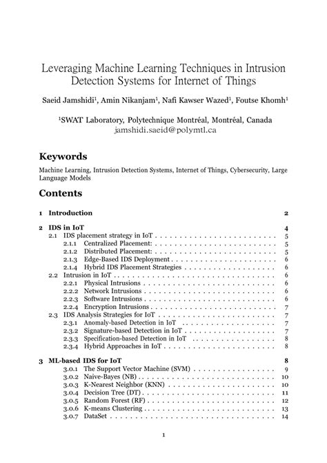 Pdf Leveraging Machine Learning Techniques In Intrusion Detection Systems For Internet Of Things