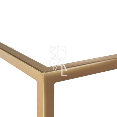 High Glass Rectangular Table W Gold Base Party Social