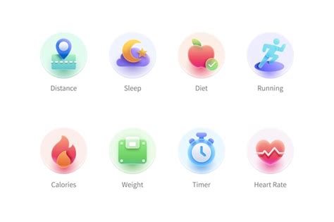 Premium Vector 3d Health Tracking App Icon Set