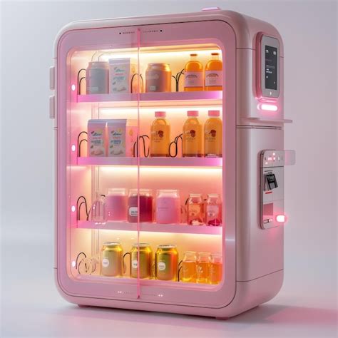 Pink Automated Vending Machine Filled With Various Beverages And Snacks Premium Ai Generated Image