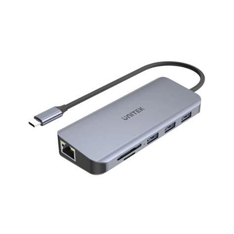 Unitek UHUB N In USB C Ethernet Hub With Dual Monitor W Power Delivery And Dual Card