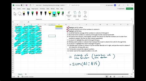 Excel For Intro Statistics 1 Rounding Ordering Sum And Average