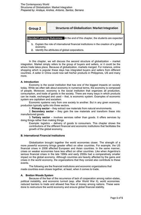 Solution Structures Of Globalization Market Integration Module Studypool
