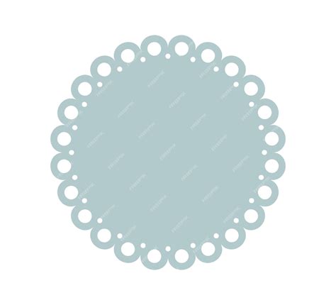 원형 가리비 프레임 가리비 가장자리 둥근 모양 간단한 레이블 및 스티커 형태 꽃 실루엣 레이스 프레임 반복 귀여운 빈티지 프릴 장식 벡터 일러스트 레이 션 흰색 배경에 고립