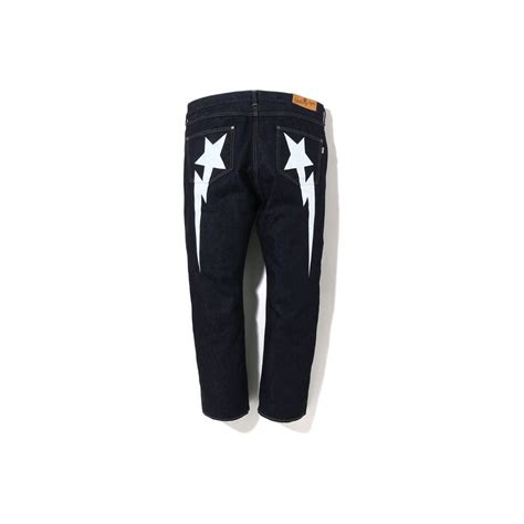 Bape Bape Sta Relaxed Fit Denim Pants Indigobape Bape Sta Relaxed Fit