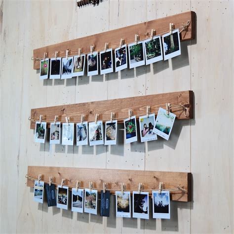 껀스 못없이 설치하는 원목 폴라로이드 사진걸이 No913 3p 세트 월넛 벽 꾸미기 벽 페인트 원목