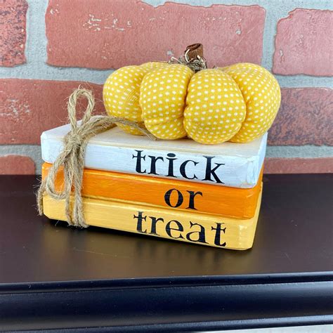 Halloween Mini Book Stack Rustic Tiered Tray Decor Etsy