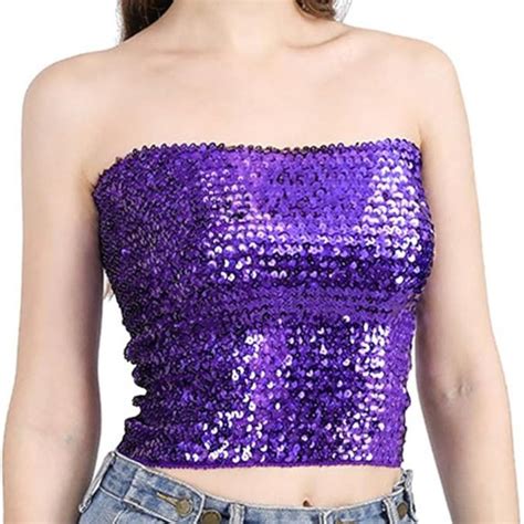 Tops Purple Sequin Tube Top Poshmark