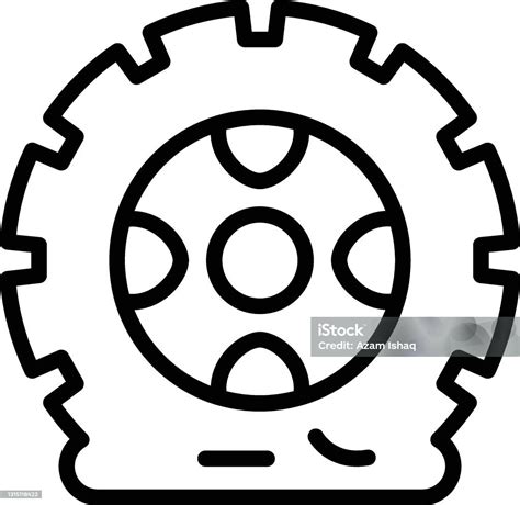 타이어 컨셉 손상된 타이어 벡터 아이콘 디자인 타이어 샵 및 자동차 서비스 센터 인스트루먼트를 흰색 배경에 수축 가장자리에 대한