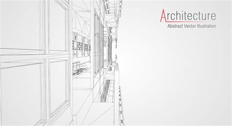 현대 건축 와이어프레임 도시 와이어 프레임의 개념입니다 건축 Cad 도면의 와이어프레임 건물 그림입니다 프리미엄 벡터